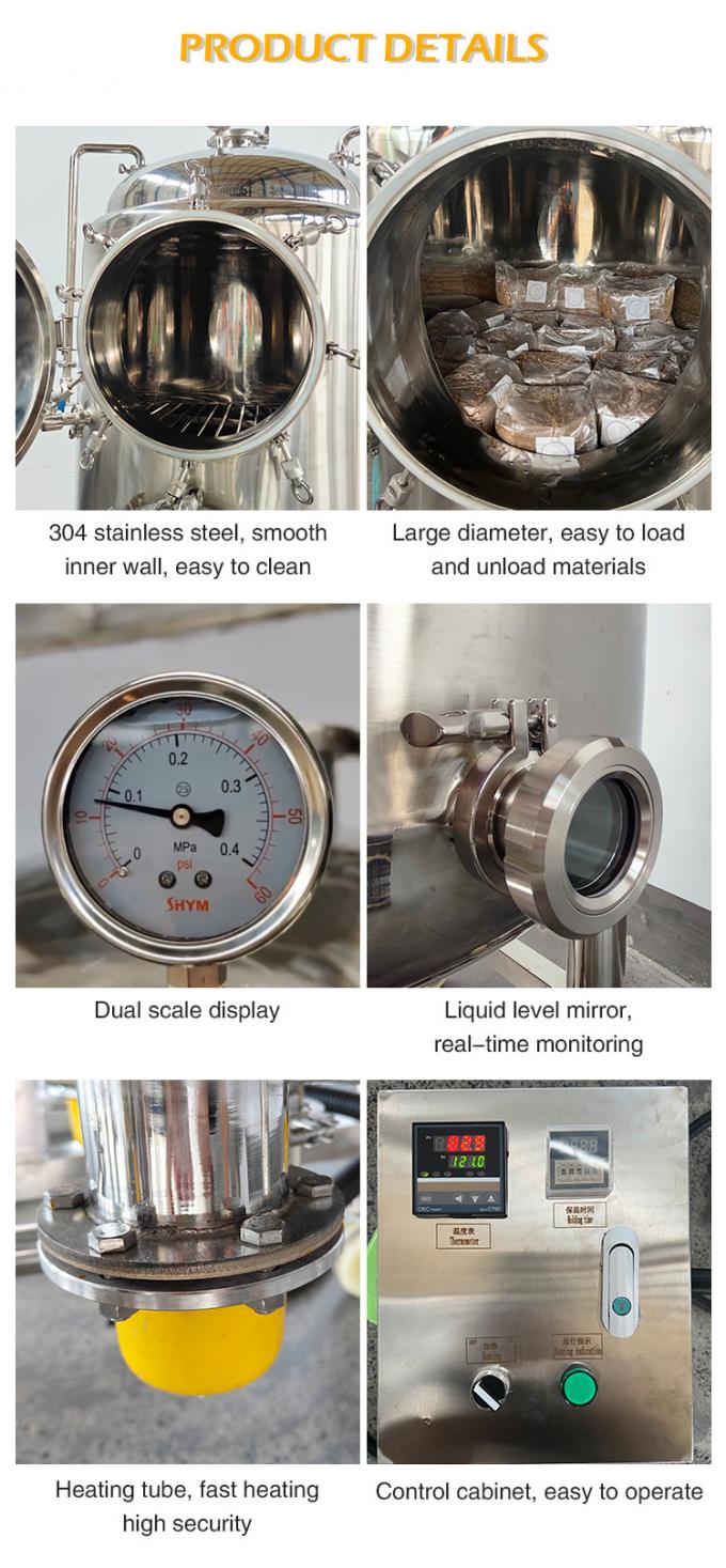 High Pressure Steam Sterilizer Autoclave 220V For Mushroom Cultivation