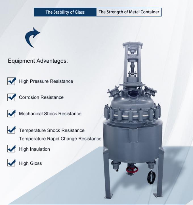 Paddle 300L Chemical Reactor Cladding Cubic Glass Lined Reactor
